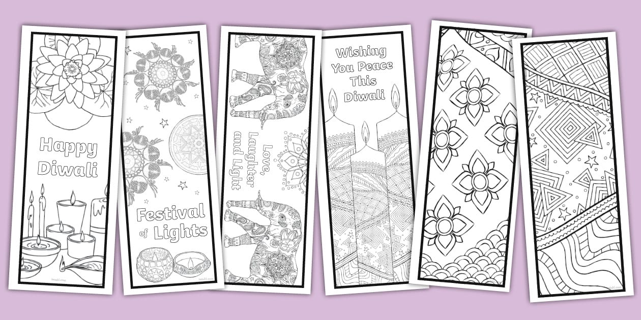 Diwali Colouring Bookmarks (teacher made) - Twinkl