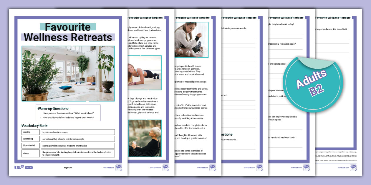 ESL Reading Comprehension on Wellness Retreats [Adults, B2]