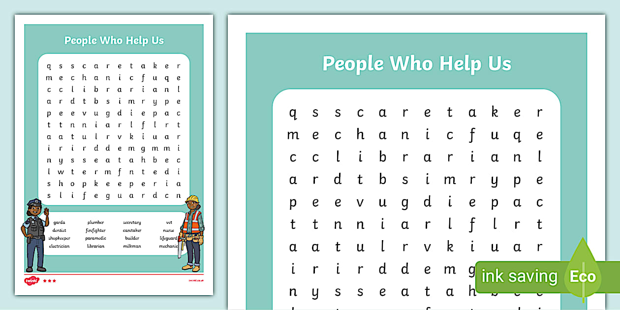 People Who Help Us Word Search-Irish
