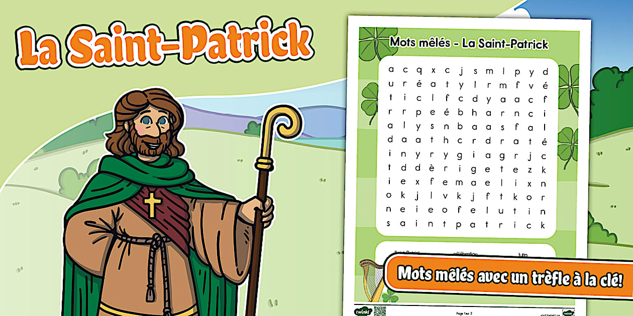Mots mêlés : La Saint-Patrick - Twinkl