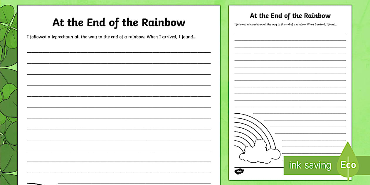 Editable The End Of The Rainbow Writing Worksheet - Twinkl