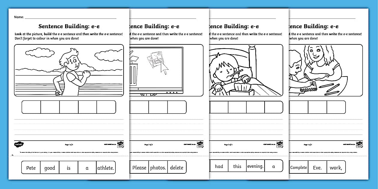 Phonics Sentence Building: e-e (teacher made) - Twinkl