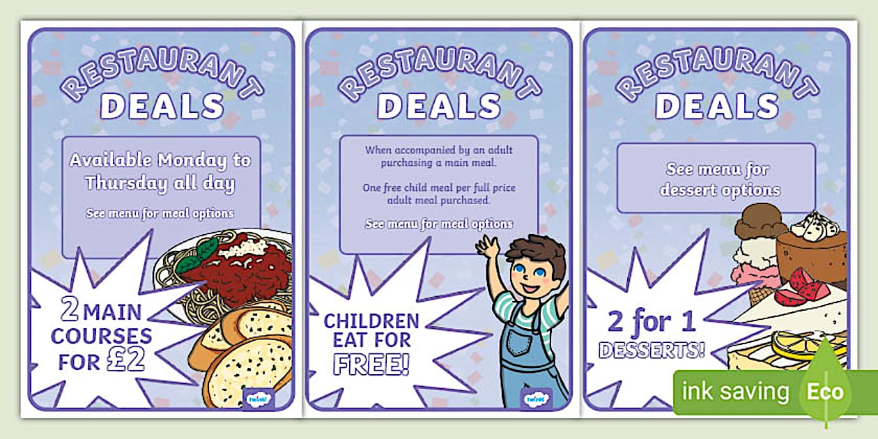 Restaurant Role Play Signs