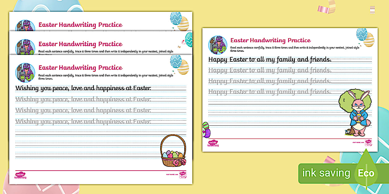 The Journey to Cursive: Easter Handwriting Practice Activity