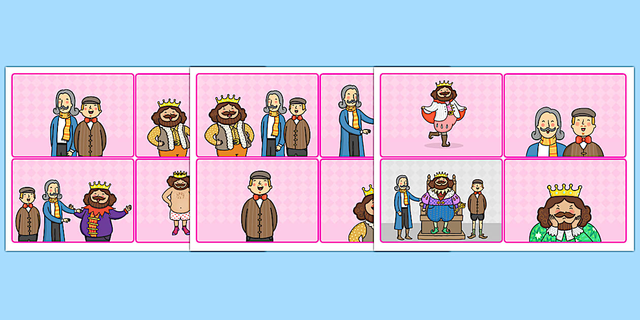 Black and White The Emperors New Clothes Story Sequencing Cards