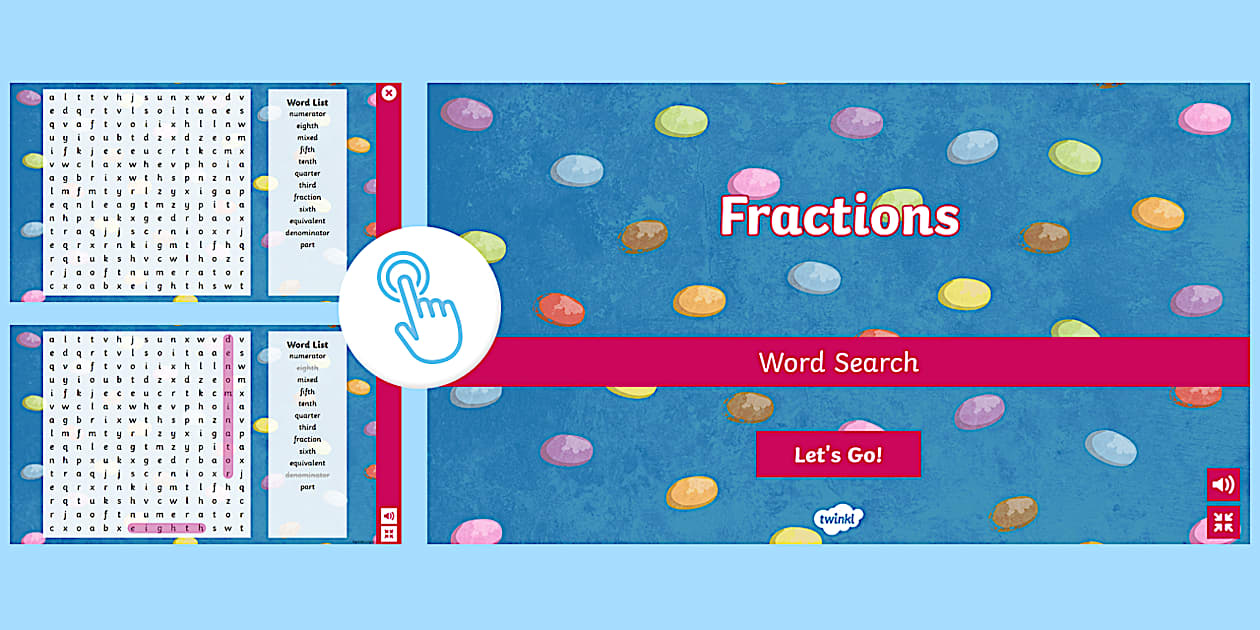 Fractions Interactive Word Search (Hecho por educadores)