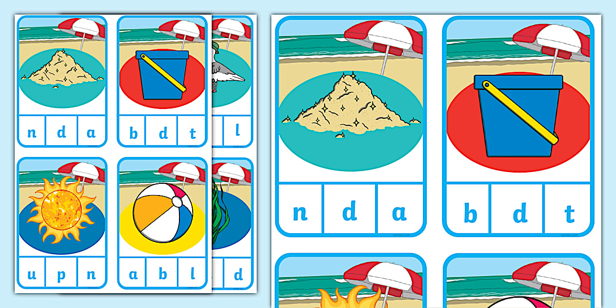 Beach Ending Sound Cards | National Beach Day | Twinkl USA