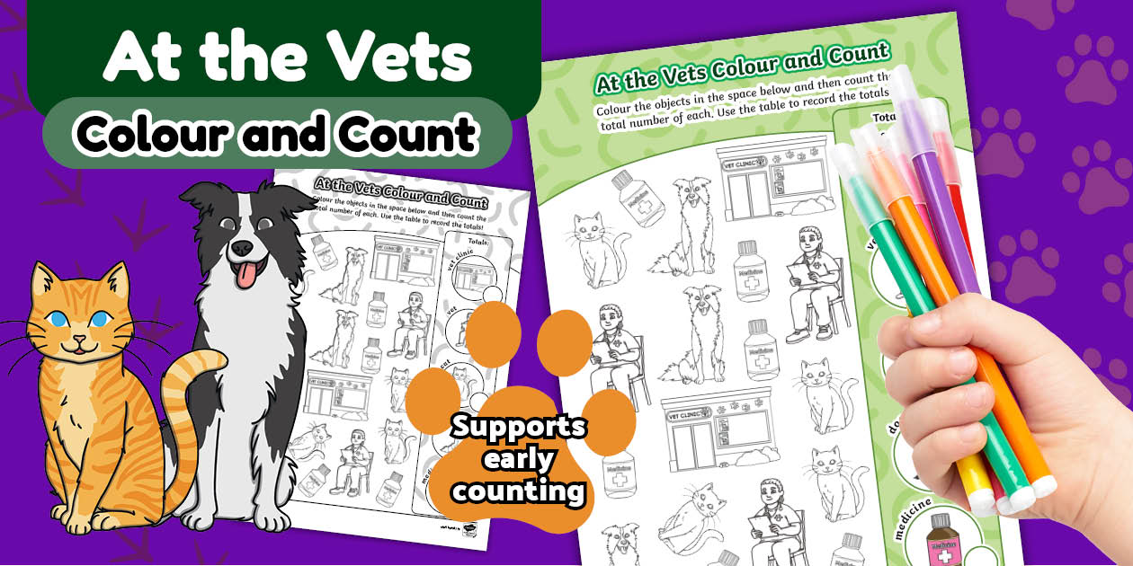 Vets Colour and Count Worksheet