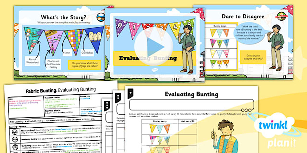 D&T: Fabric Bunting: Evaluating Bunting KS1 Lesson Pack 1