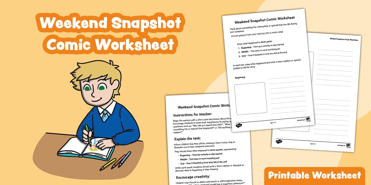 Weekend Snapshot Comic Worksheet | Creative Writing for Kids