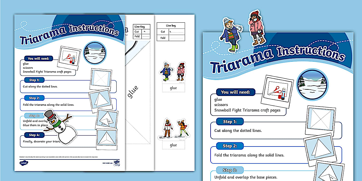 Snowball Fight Triarama Craft - Twinkl Art Template