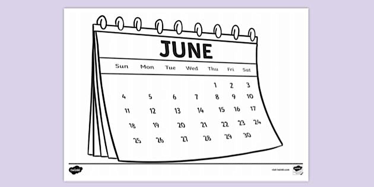 Colouring Page for the Month of June | Colouring Sheets