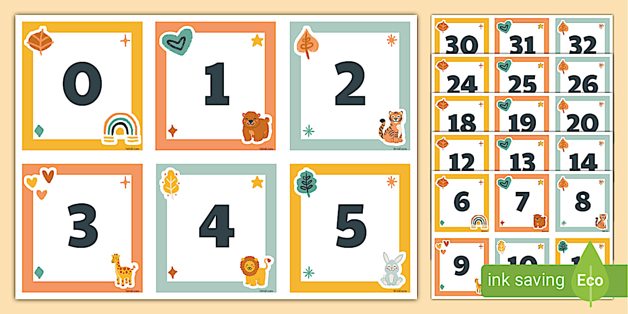 Boho Dreamscape Themed Square Number Cards (Teacher-Made)