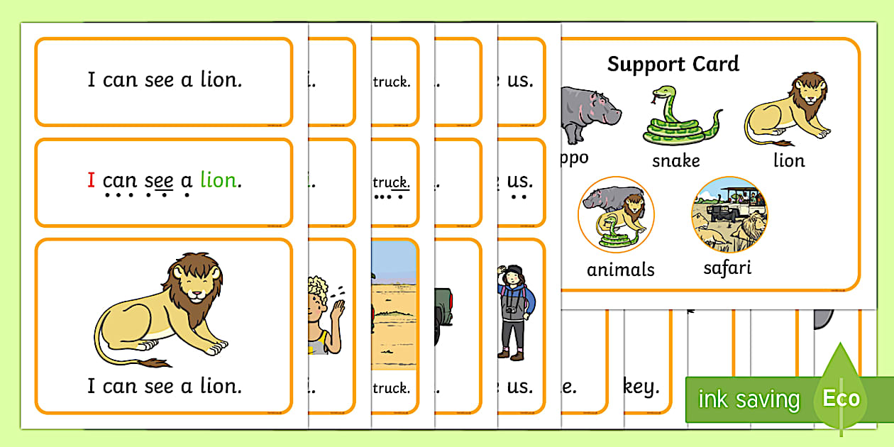 Safari Simple Sentence Cards - ESL Sentence Resources