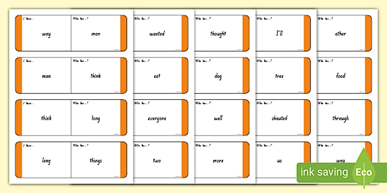 Sight Words - Orange Loop Cards (Hecho por educadores)