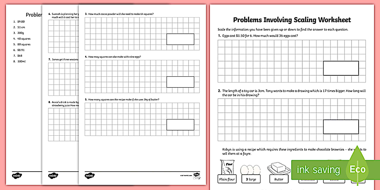 Problems Involving Scaling Worksheet / Worksheet - Twinkl