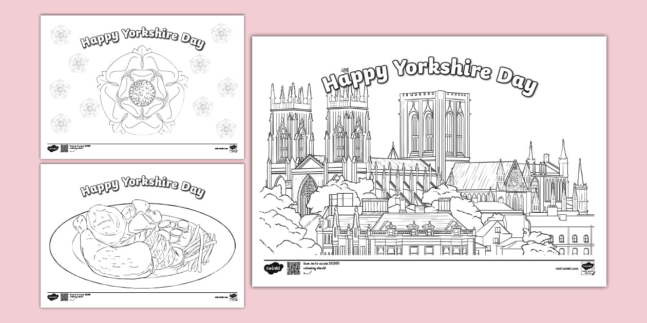 Happy Yorkshire Day Colouring Sheets (teacher made) - Twinkl