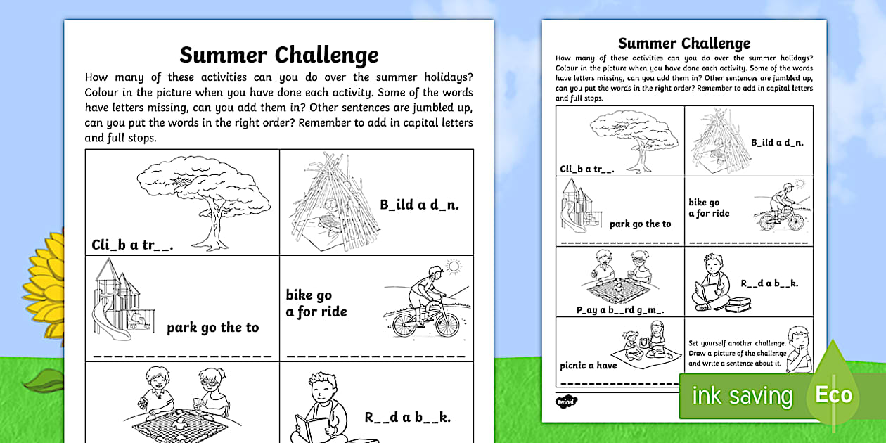 KS1 Summer Challenge Worksheet (Teacher-Made) - Twinkl
