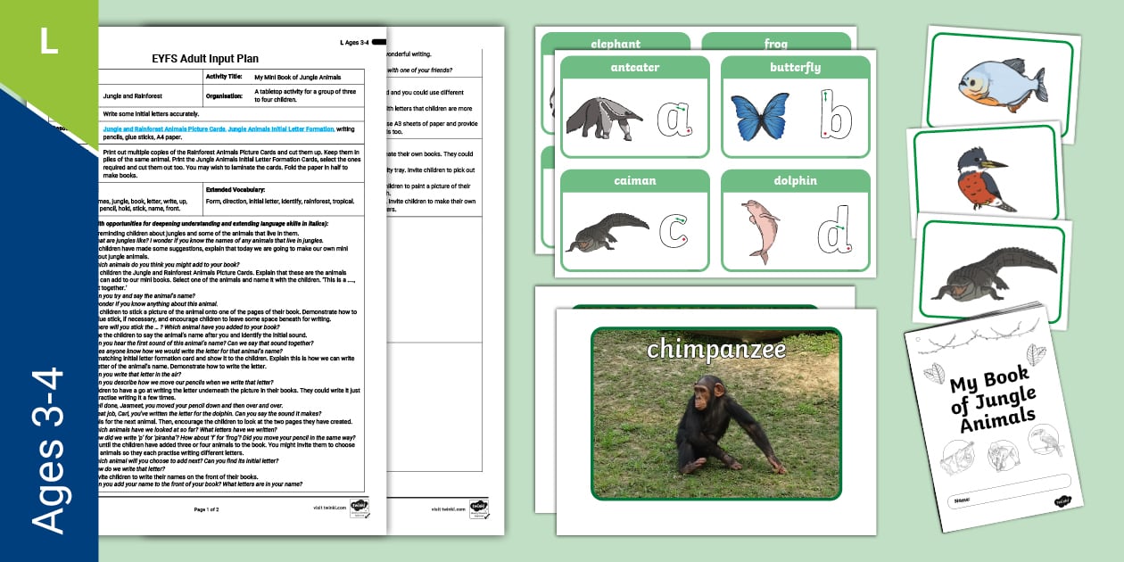 EYFS My Mini Book of Jungle Animals Adult Input Plan Pack