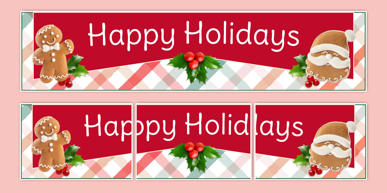 Gingerbread Christmas Themed Happy Holidays Display Banner