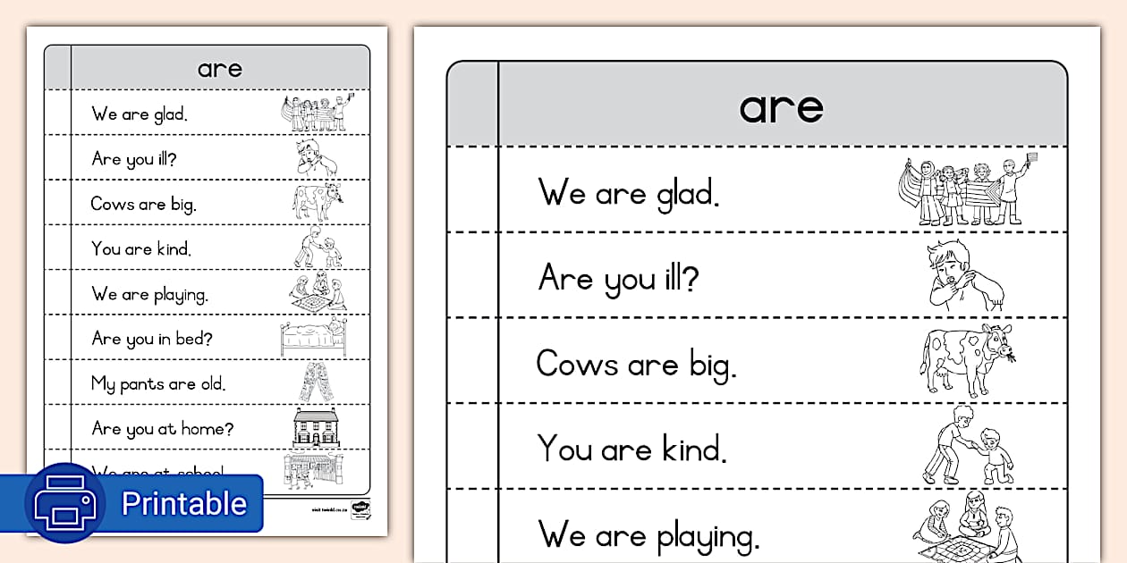 Grade 1 Sight Word Reading Strips - are (teacher made)