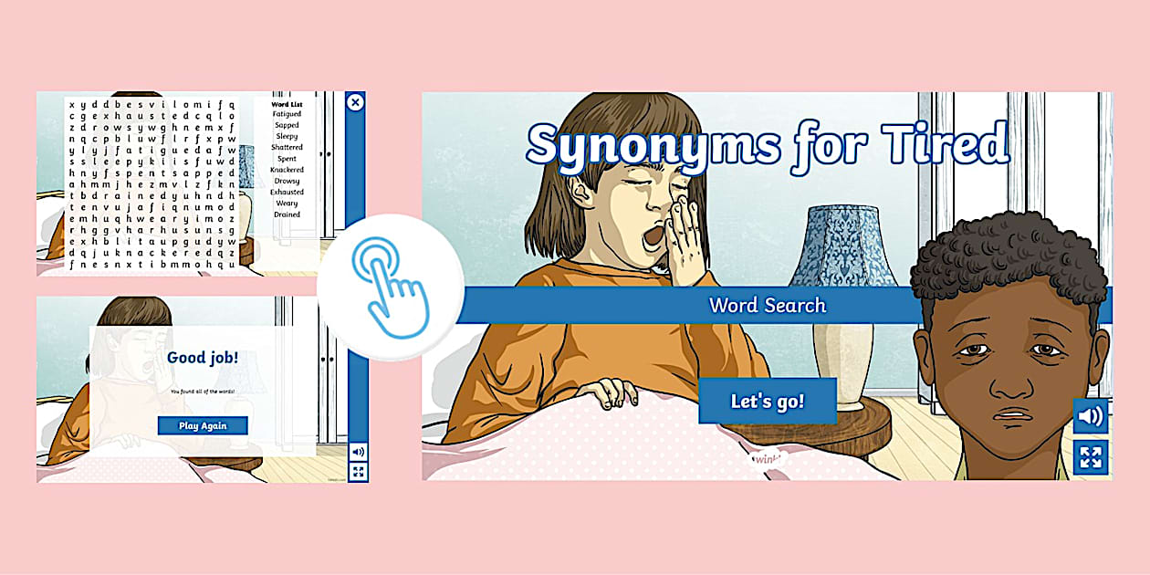Interactive Synonyms for Tired Word Search | Twinkl | KS1