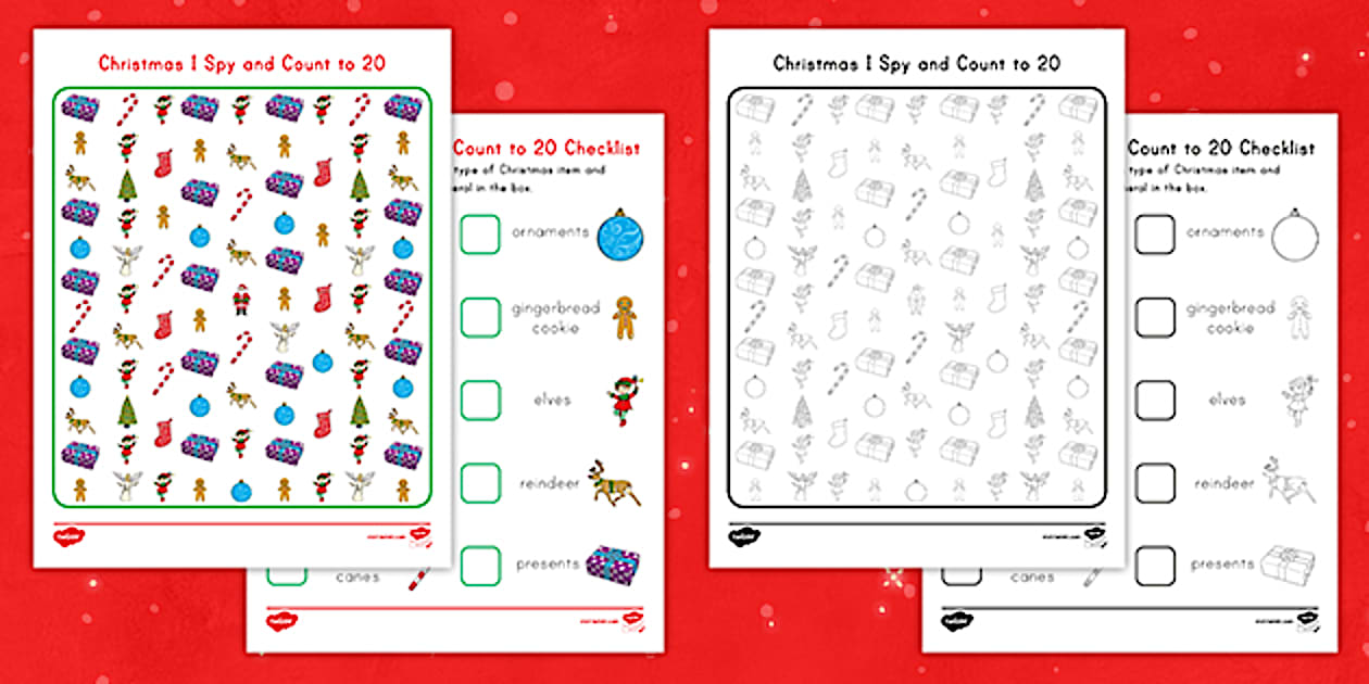 Christmas I Spy and Count to 20 Activity (Teacher-Made)
