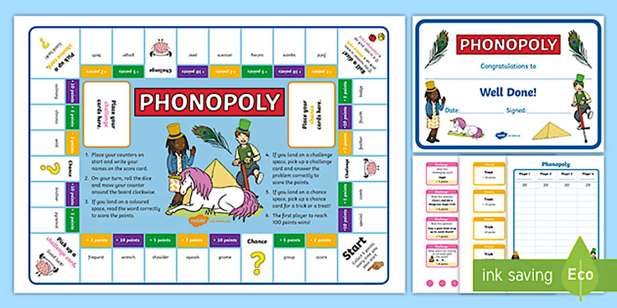 Phase 5 Alternative Spellings for Phonemes: Phonics Phonopoly Board Game
