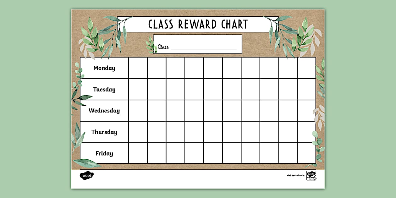 Muted Botanical Themed Class Reward Chart (teacher made)