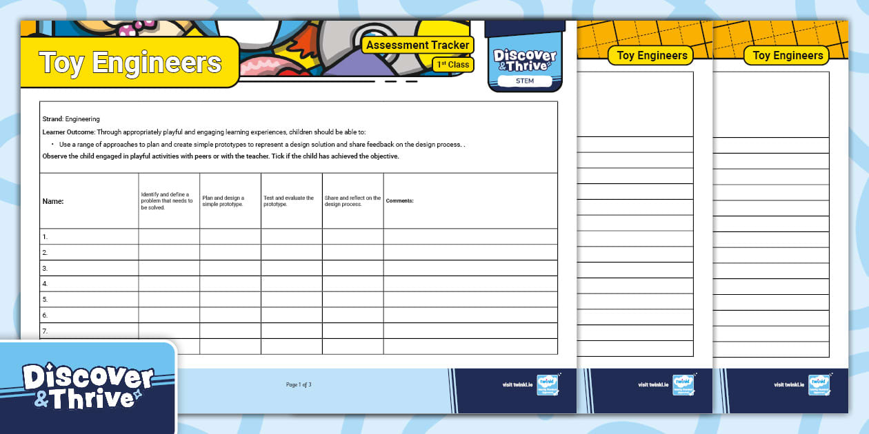1st Class STEM Toy Engineers Tracker (teacher made) - Twinkl