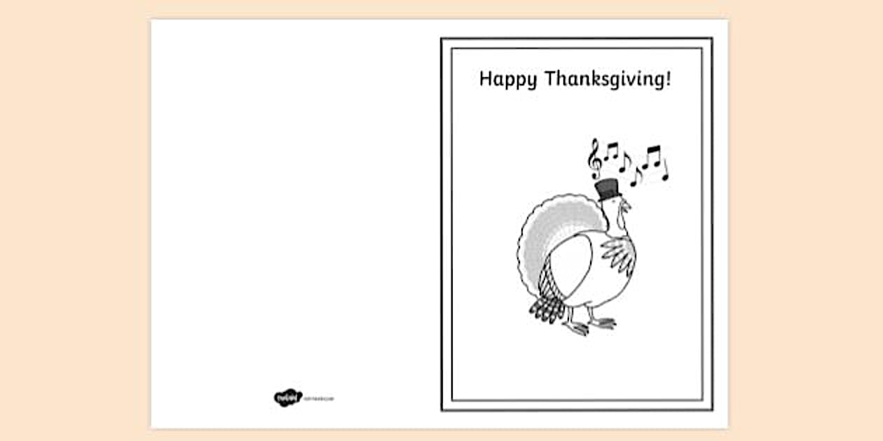 Singing Turkey Thanksgiving Card Colouring Activity