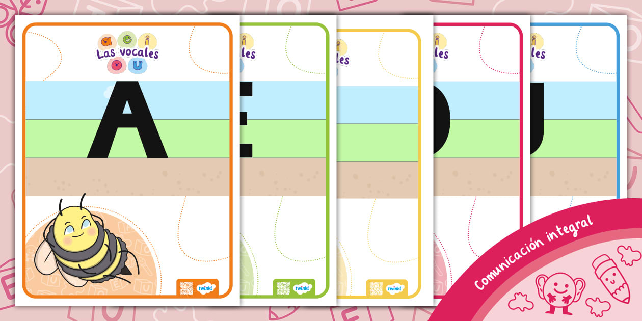 Póster de Vocales en Mayúscula (teacher made) - Twinkl