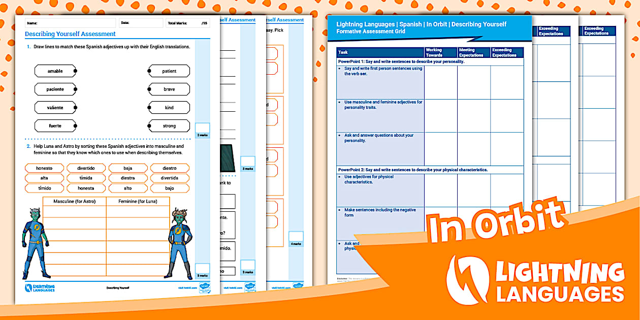 👉 Spanish Describing Yourself Assessment Test Pack