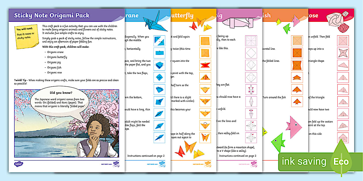 Sticky Note Origami Pack (teacher made) - Twinkl