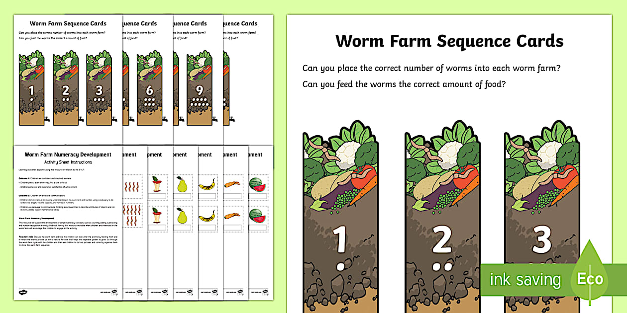 Worm Farm - Count and Add Worksheet / Worksheet - Twinkl