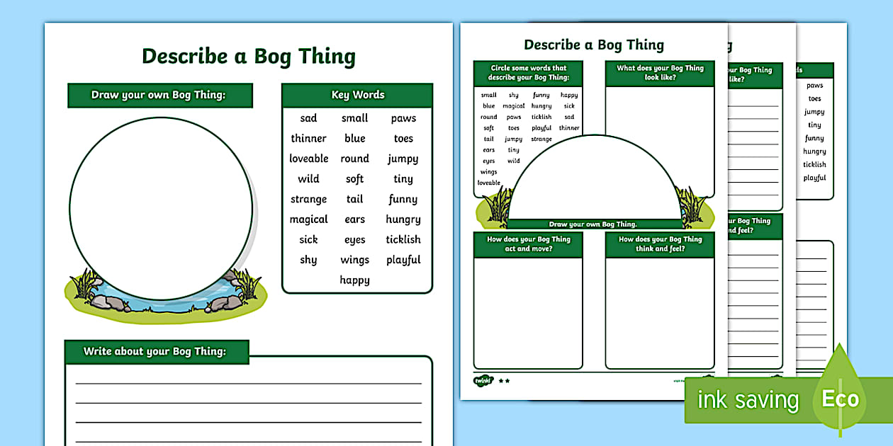 Editable The Bog Thing Writing Frames (teacher made)