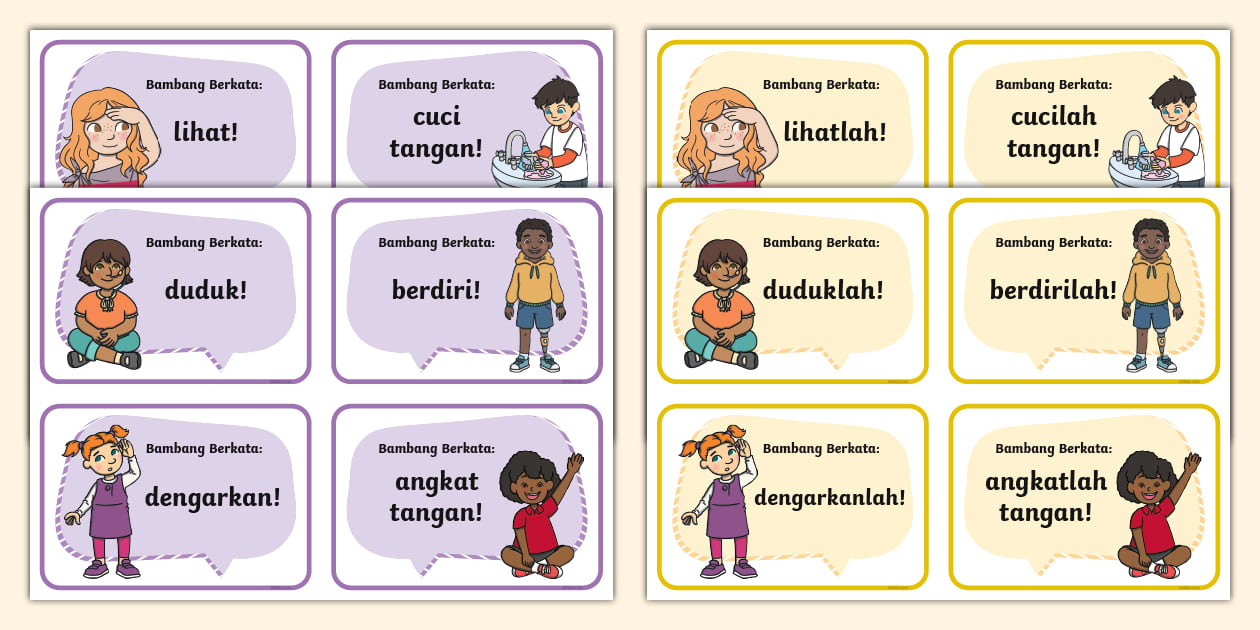 Simon Says Flashcards - Classroom Directions - Indonesian