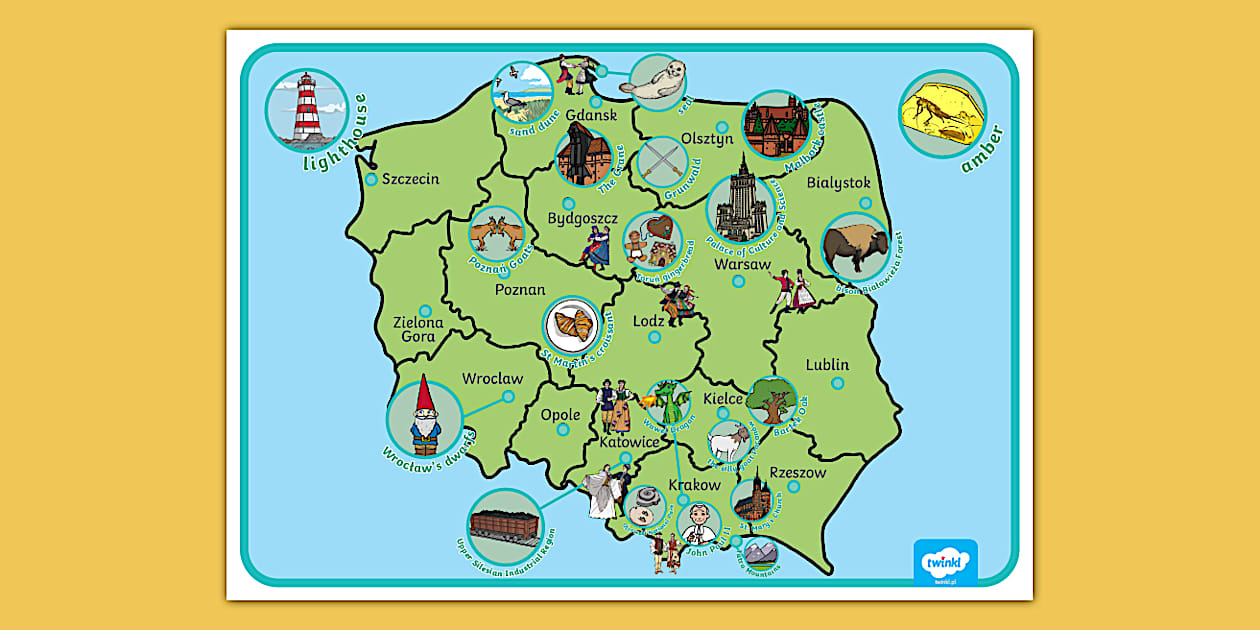 Illustrated map of Poland | European countries | English version
