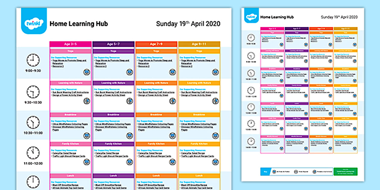 Home Learning Hub Daily Plan Sunday 19th April - Twinkl