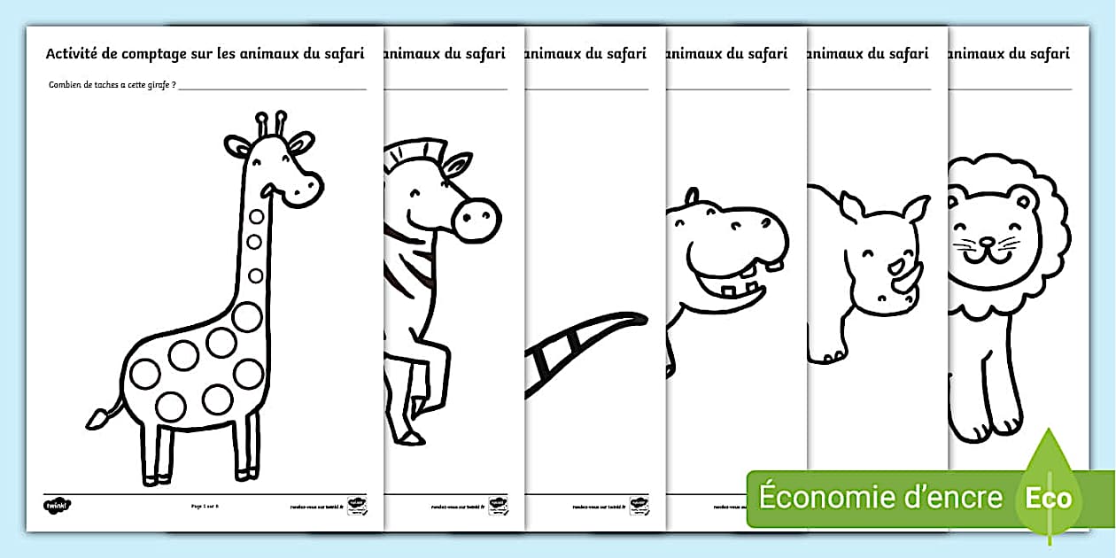 Activité de comptage sur les animaux du safari - Twinkl
