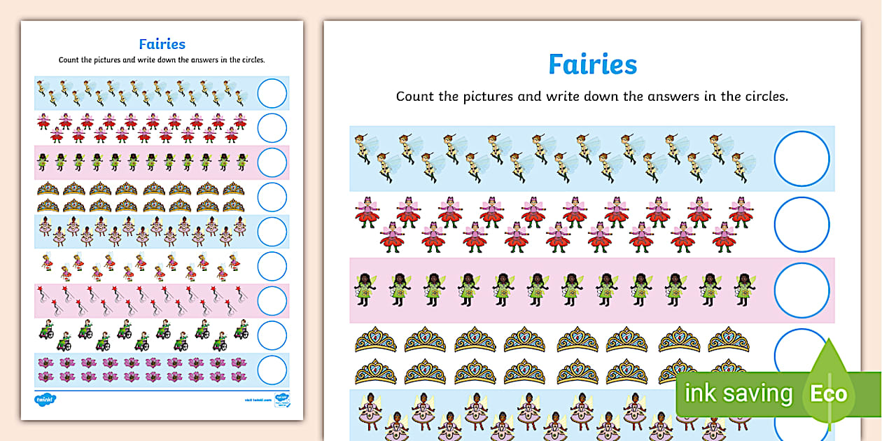 👉 Fairies Counting 11-20 Worksheet