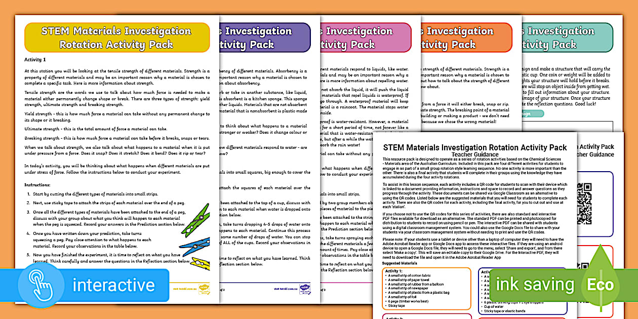 STEM Materials Investigation Rotation Activity Pack | Yr 3&4