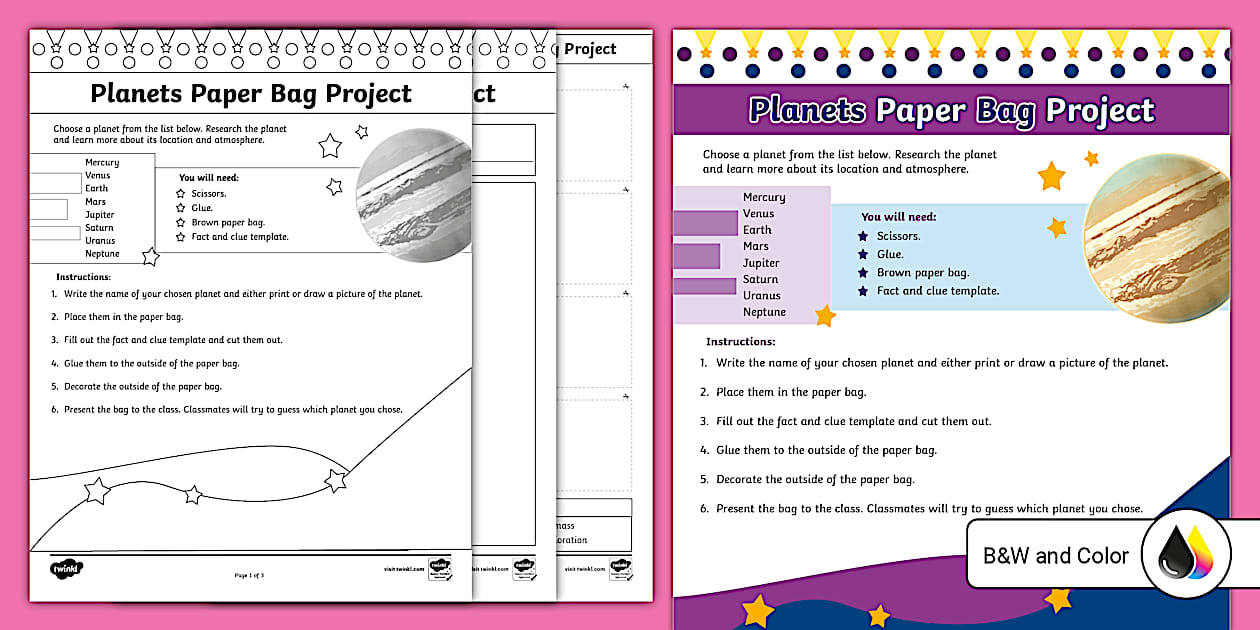 Guess the Planet Paper Bag Project for 3rd-5th Grade