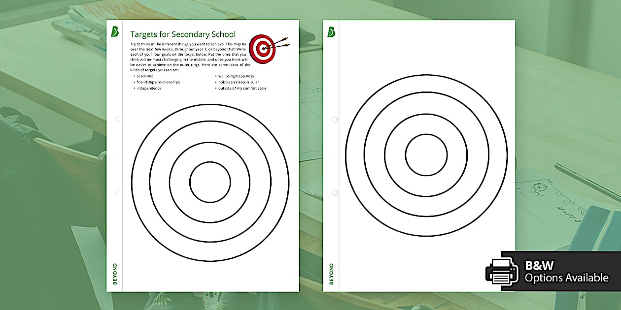 Targets for Secondary School Worksheet (teacher made)