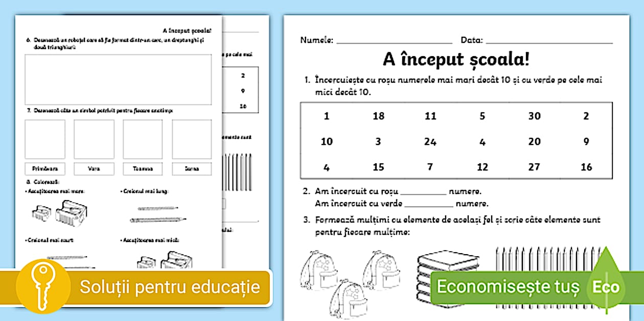 Editable Clasa I: MEM - Evaluare inițială - Twinkl