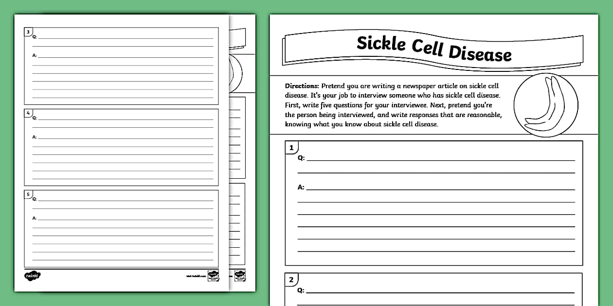 Sickle Cell Disease Science Writing Worksheet for 6th-8th