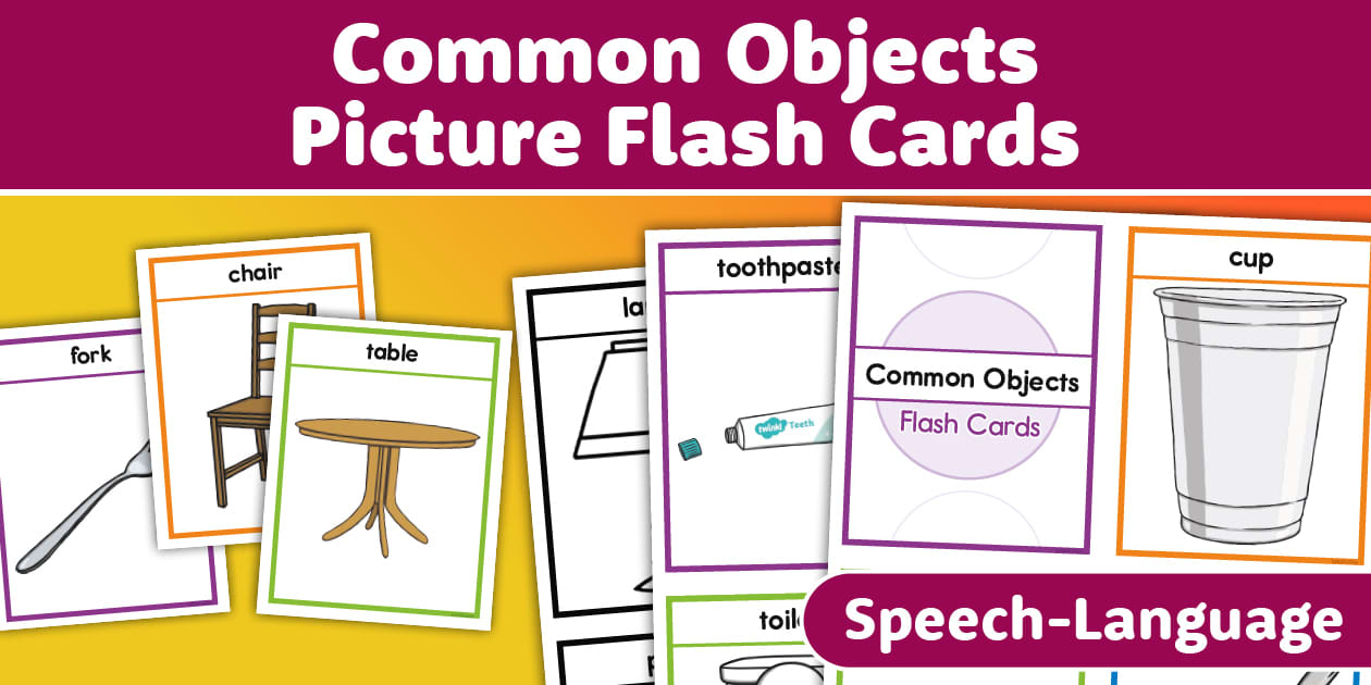 Common Objects Picture Flash Cards for SLP