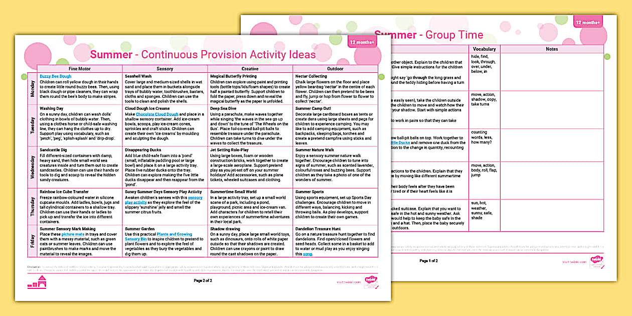 EYFS Toddler Room Planning: Summer | Twinkl - Twinkl
