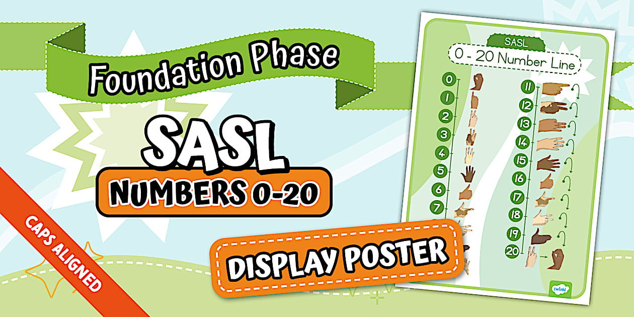 FP - SASL - Number Line 0 -20 - Poster (CAPS) (teacher made)