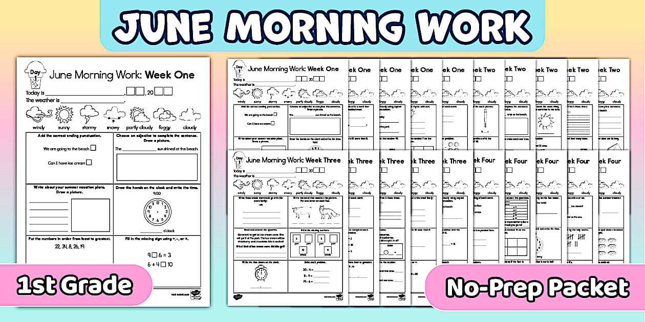 First Grade June Morning Work Bundle